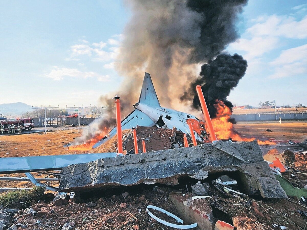 韓国機事故179人死亡、乗員2人のみ生存 南西部の空港、着陸失敗し壁に激突｜北日本新聞webunプラス