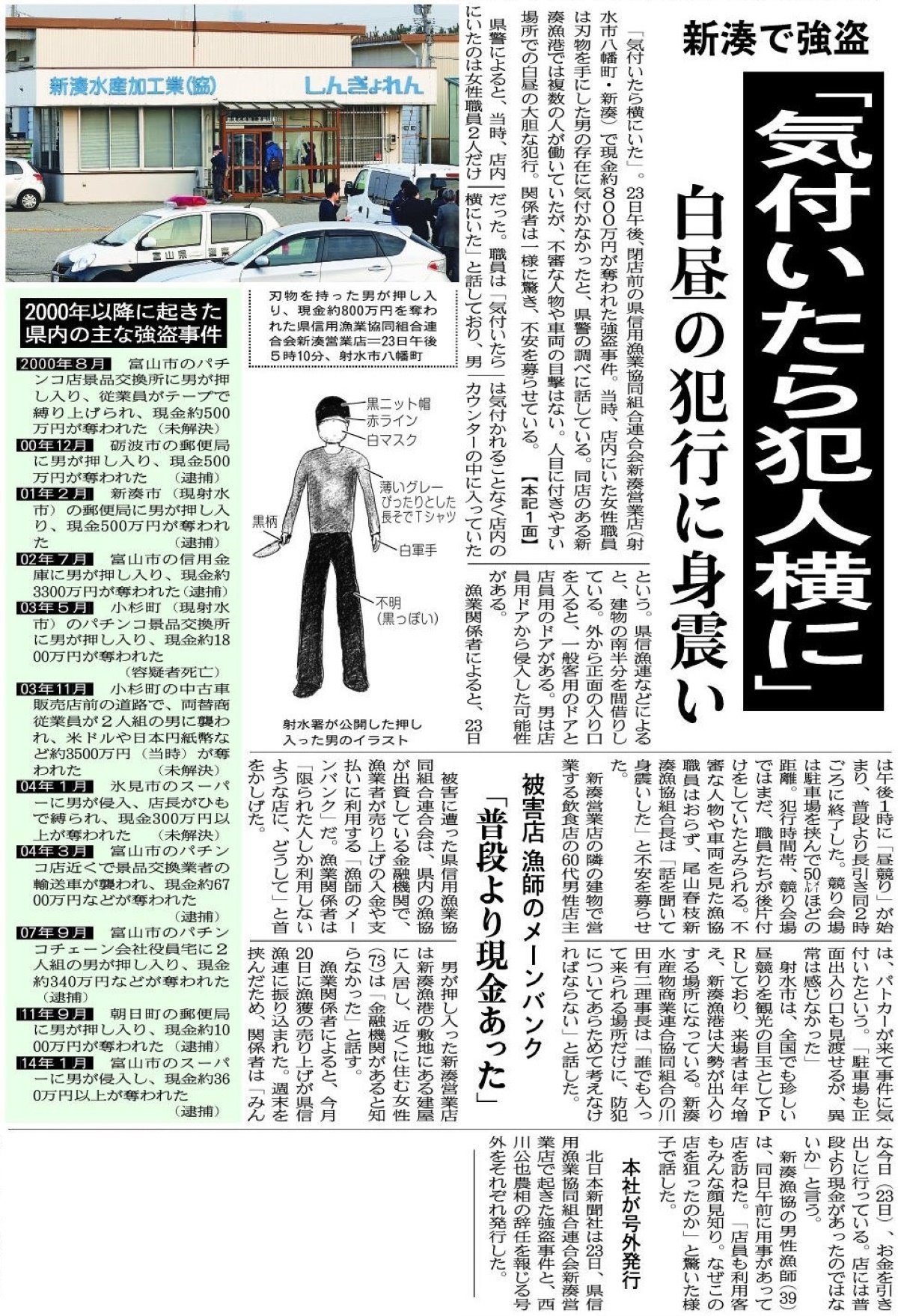 2月23日の歴史新湊の県信漁連から800万円奪われる 2015年｜北日本新聞webunプラス