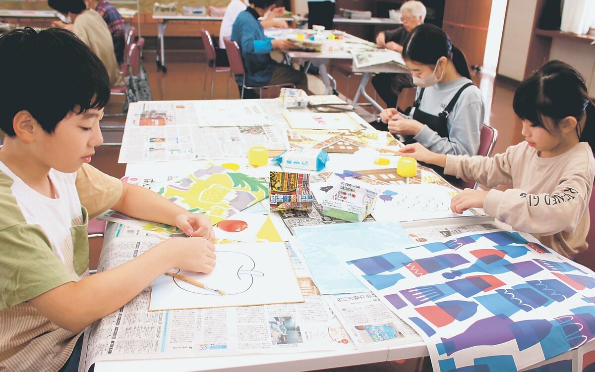 「富山もよう」を秋の味覚に 魚津で新聞ちぎり絵教室｜北日本新聞webunプラス